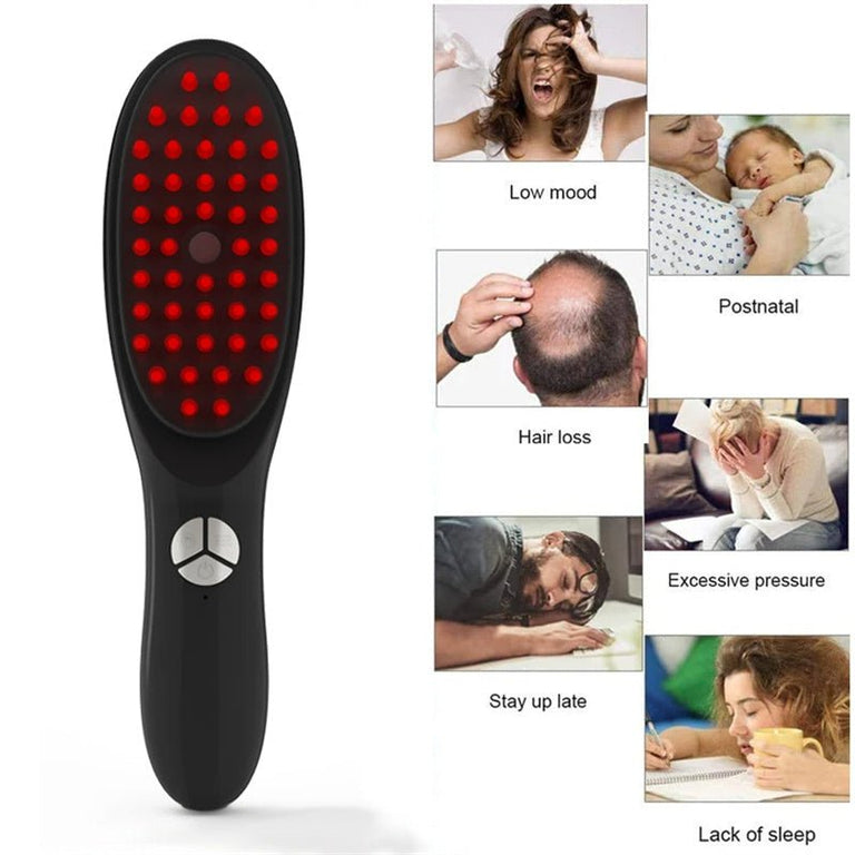 Zoom Expand image caption RED LIGHT THERAPY BRUSH SCALP MASSAGER COMB ...